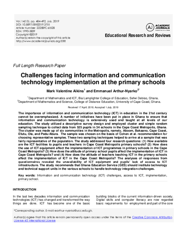 (PDF) Challenges facing information and communication technology ...