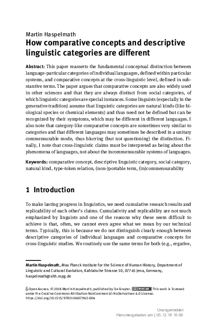 (PDF) How comparative concepts and descriptive linguistic categories are different