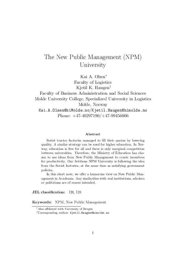 Pdf The New Public Management Npm University