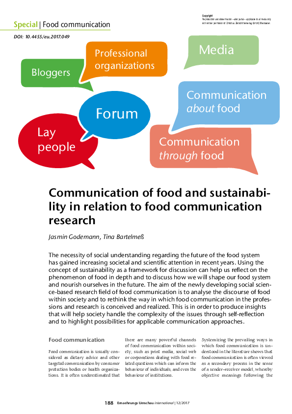 (PDF) Communication of food and sustainability in relation to food ...
