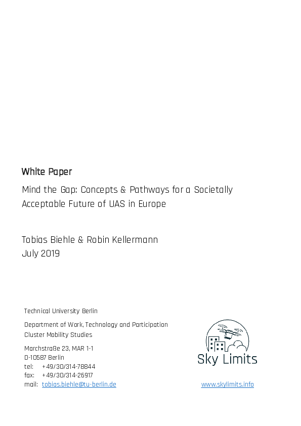 (PDF) CONCEPTS & PATHWAYS FOR A SOCIETALLY ACCEPTABLE FUTURE OF UAS IN ...