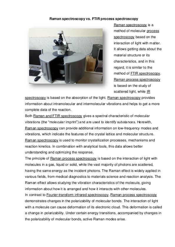 (DOC) Raman vs. FTIR spectroscopy (DOC) Raman vs. FTIR spectroscopy