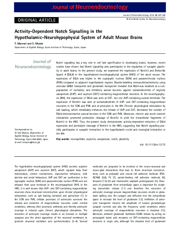 (PDF) Activity-Dependent Notch Signalling in the Hypothalamic ...