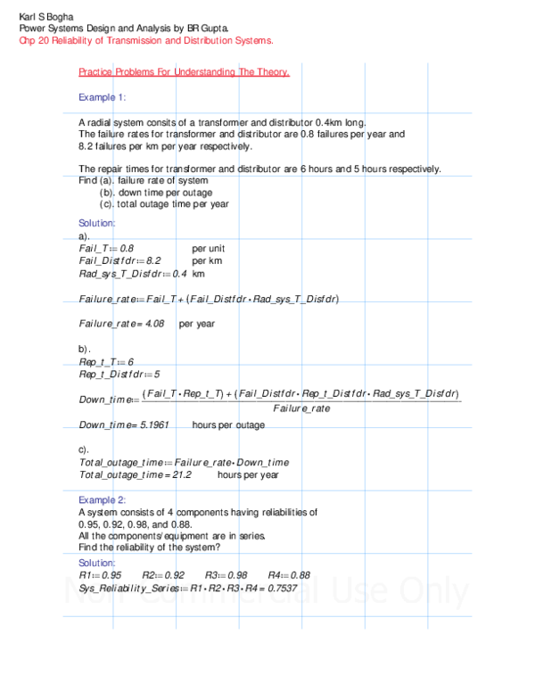 Pdf Reliability For Power Systems Transmission And Distribution