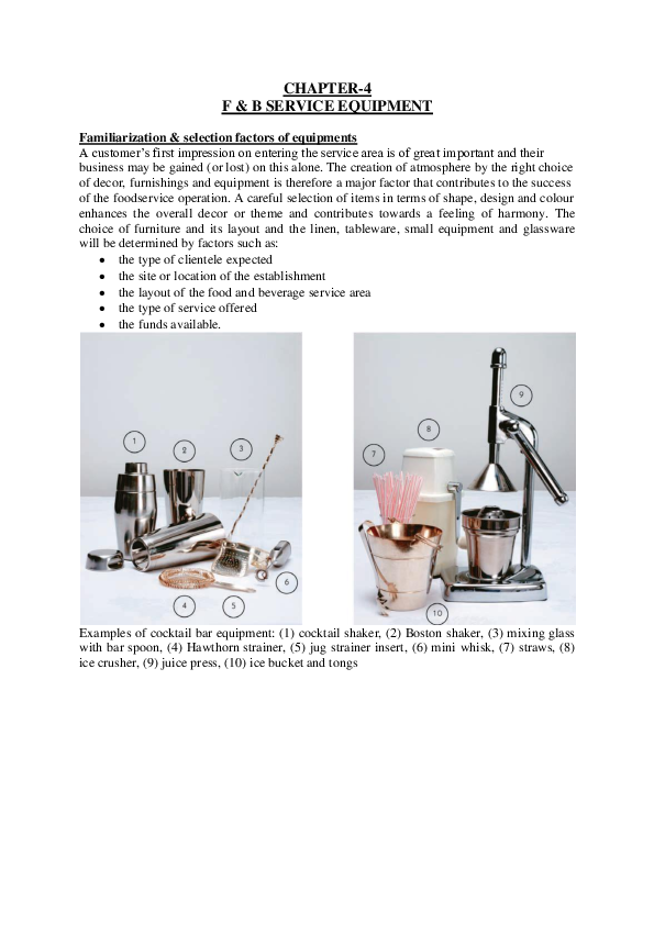 (PDF) CHAPTER-4 F & B SERVICE EQUIPMENT