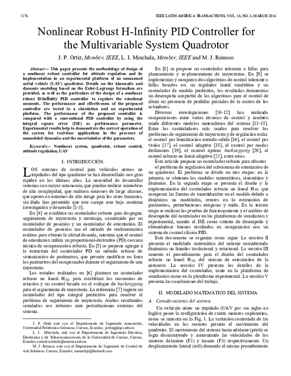 Pdf Nonlinear Robust H Infinity Pid Controller For The Multivariable