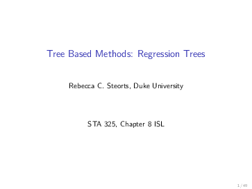 (PDF) Tree Based Methods: Regression Trees