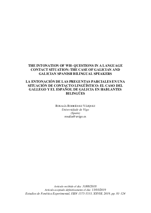 (PDF) THE INTONATION OF WH-QUESTIONS IN A LANGUAGE CONTACT SITUATION ...