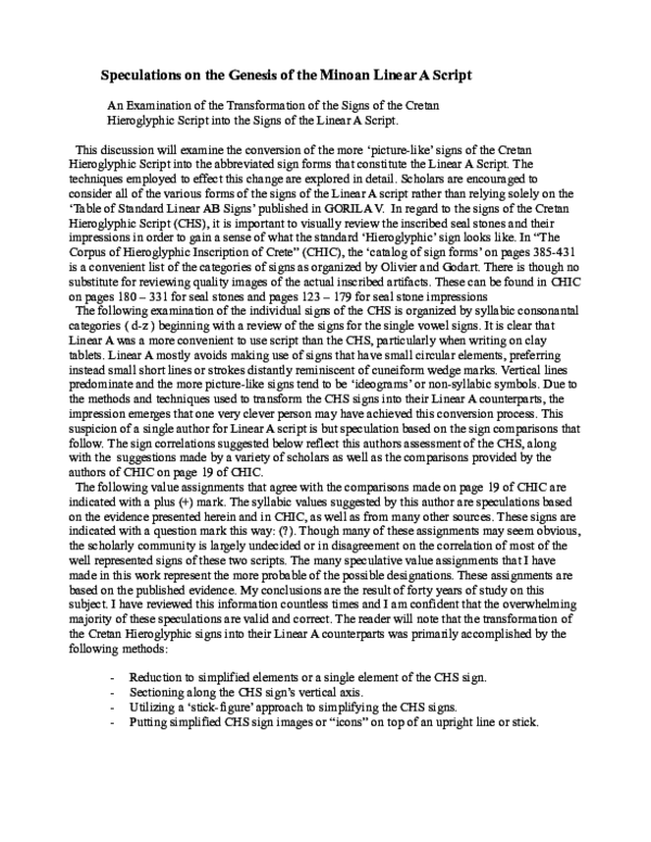 (DOC) Genesis of the Minoan Linear A Script