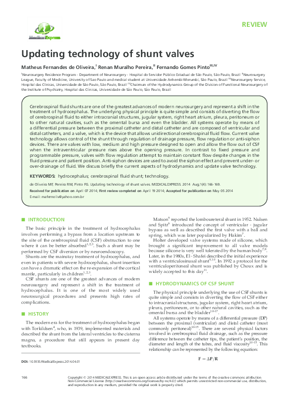 (PDF) Updating technology of shunt valves