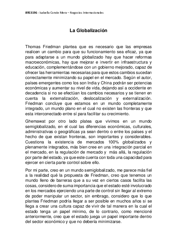 (DOC) La Globalización | Isabella Conde - Academia.edu