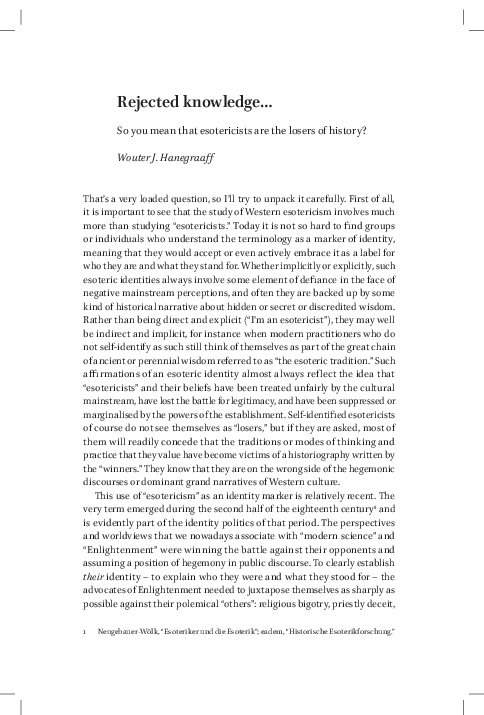 (PDF) Rejected knowledge… So you mean that esotericists are the losers ...
