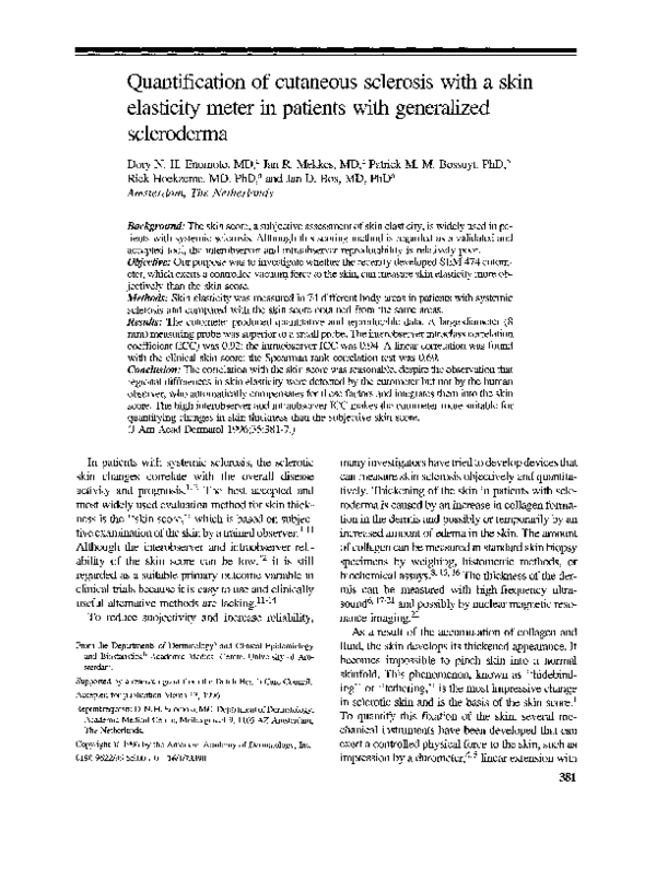 (PDF) Quantification of cutaneous sclerosis with a skin elasticity ...