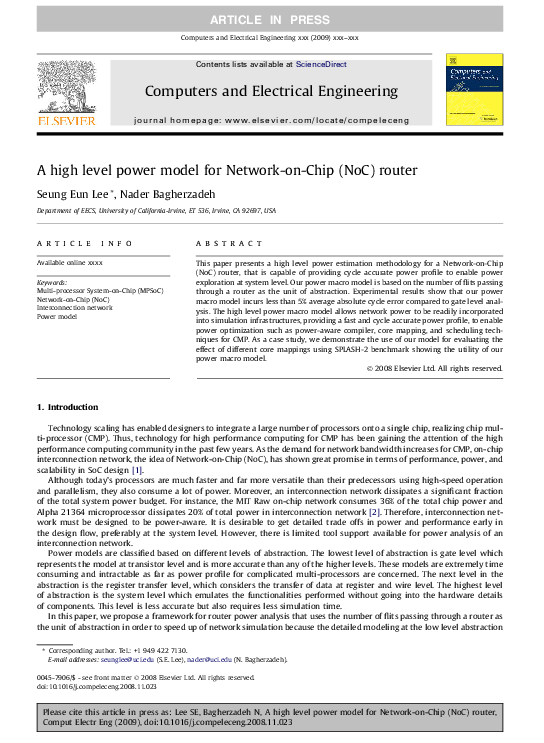 Pdf A High Level Power Model For Network On Chip Noc Router