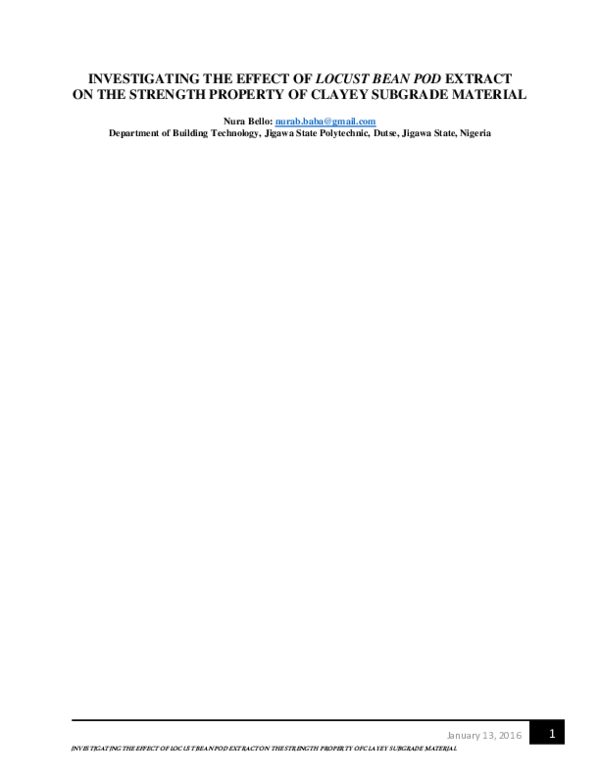 (PDF) INVESTIGATING THE EFFECT OF LOCUST BEAN POD EXTRACT ON THE ...
