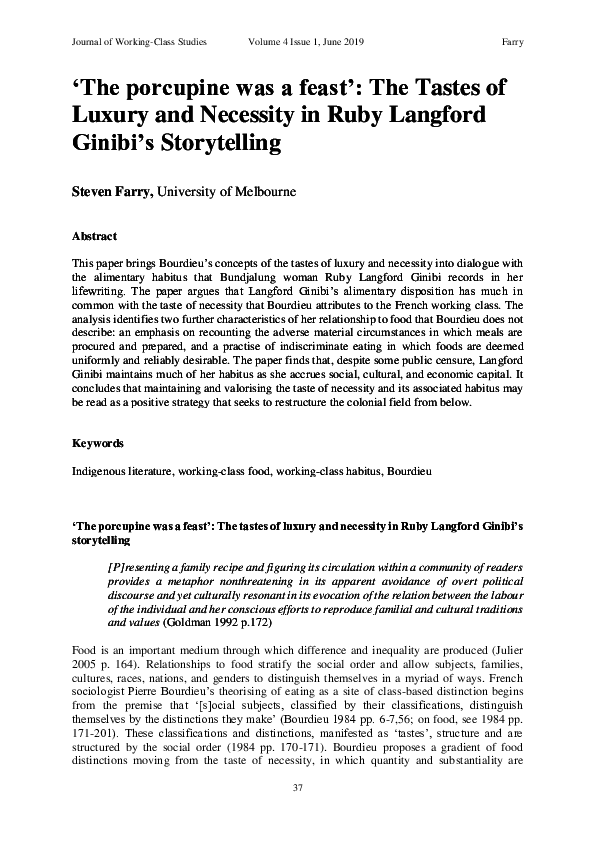 (PDF) 'The porcupine was a feast': The Tastes of Luxury and Necessity ...