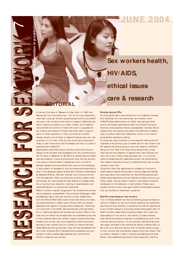 Pdf Ethical Dilemmas In Sex Work Research