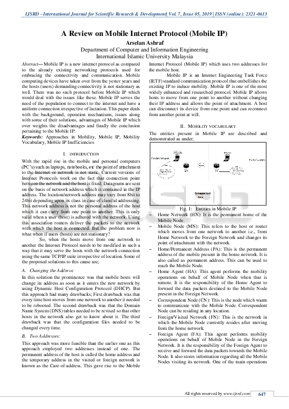 (PDF) A Review on Mobile Internet Protocol (Mobile IP