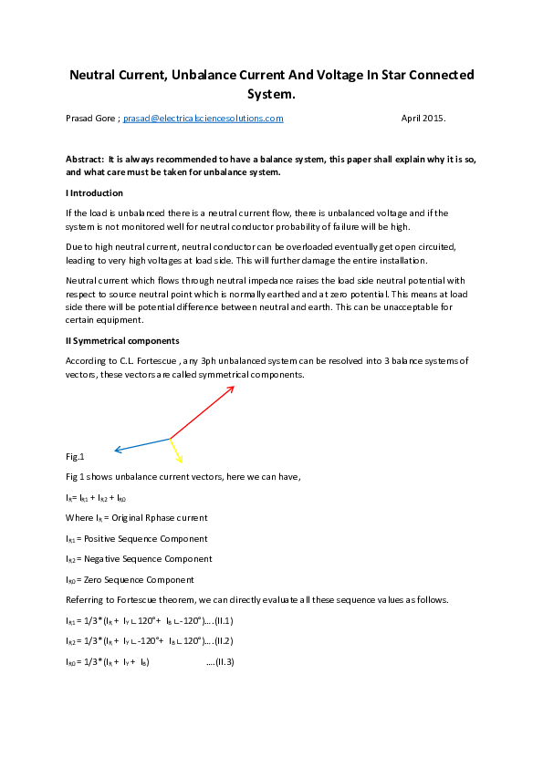 (PDF) Neutral Current, Unbalance Current And Voltage In Star Connected ...