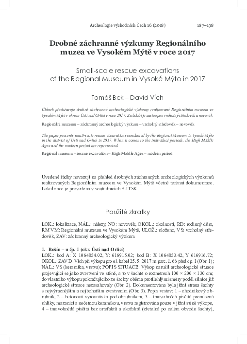 (PDF) Bek, T. - Vích, D. 2019: Drobné záchranné výzkumy Regionálního ...