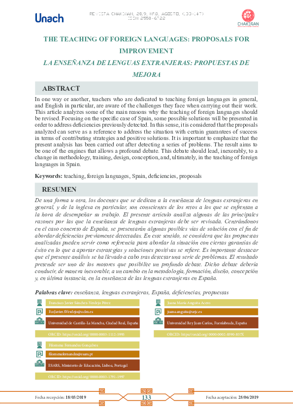 (PDF) THE TEACHING OF FOREIGN LANGUAGES: PROPOSALS FOR IMPROVEMENT