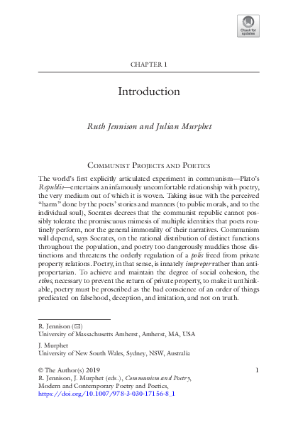 (PDF) Communist Projects and Poetics (Introduction to Communism and ...