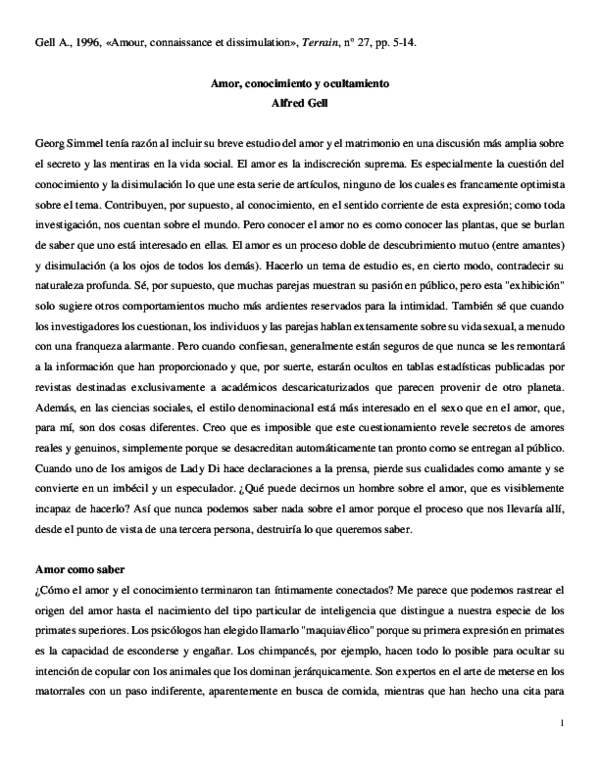 (PDF) Amor, conocimiento y ocultamiento