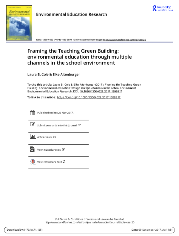 (PDF) Framing the Teaching Green Building: environmental education ...
