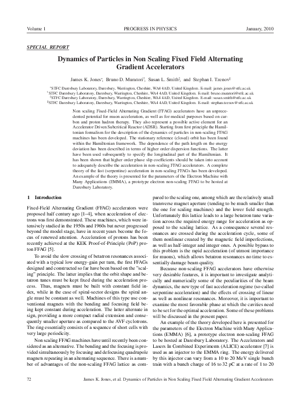 Pdf Dynamics Of Particles In Non Scaling Fixed Field Alternating Gradient Accelerators