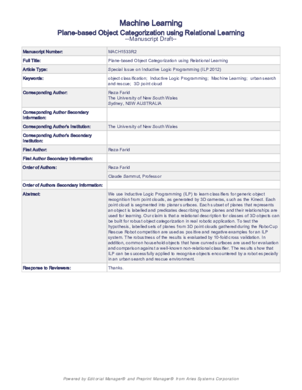 Pdf Ilp For 3d Object Recognition From Point Clouds