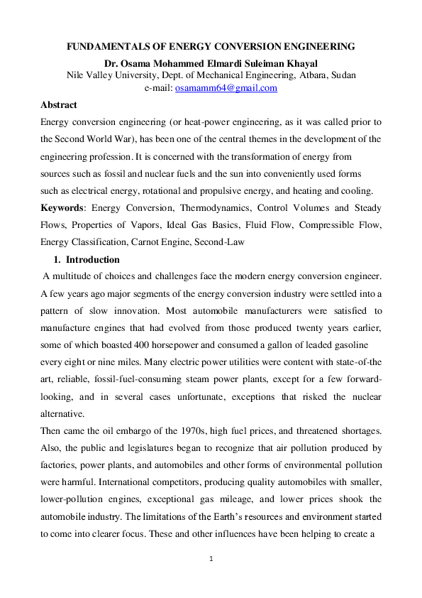 (PDF) FUNDAMENTALS OF ENERGY CONVERSION ENGINEERING