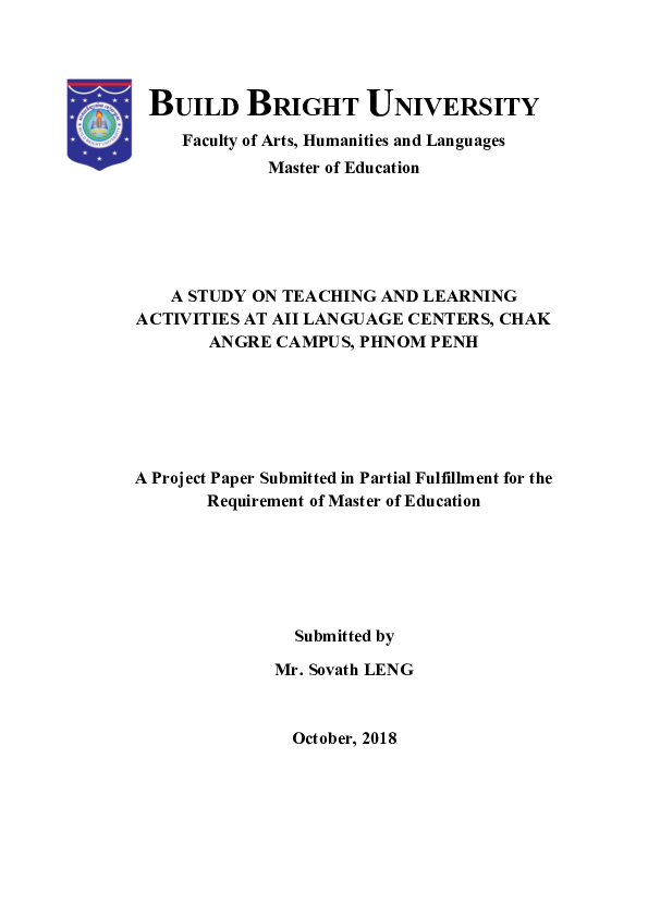 (PDF) Faculty of Arts, Humanities and Languages Master of Education A ...