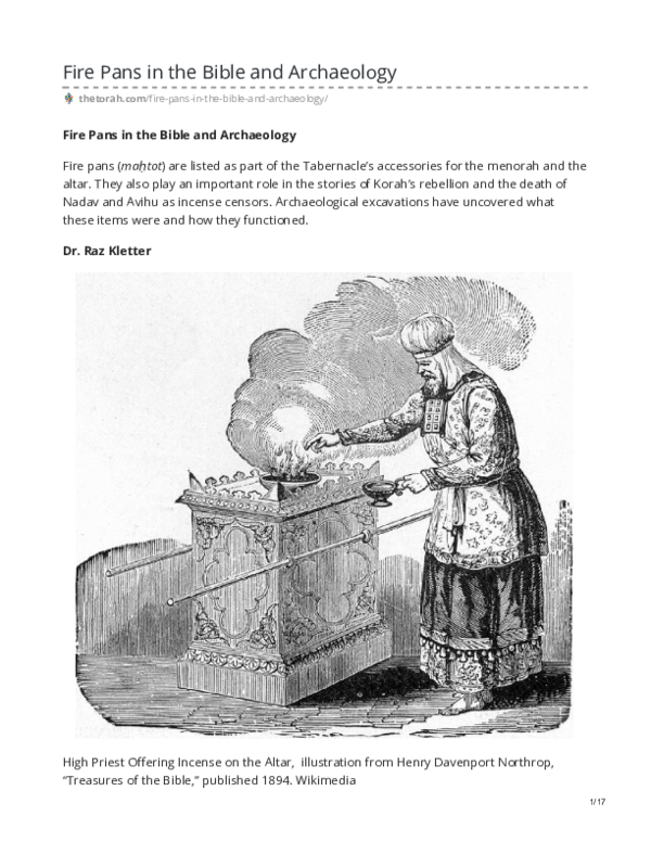 (PDF) 2019: Fire Pans in the Bible and Archaeology