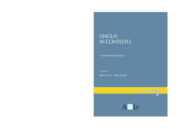 (PDF) LINGUA IN CONTESTO a cura di Elena Nuzzo -Ineke Vedder