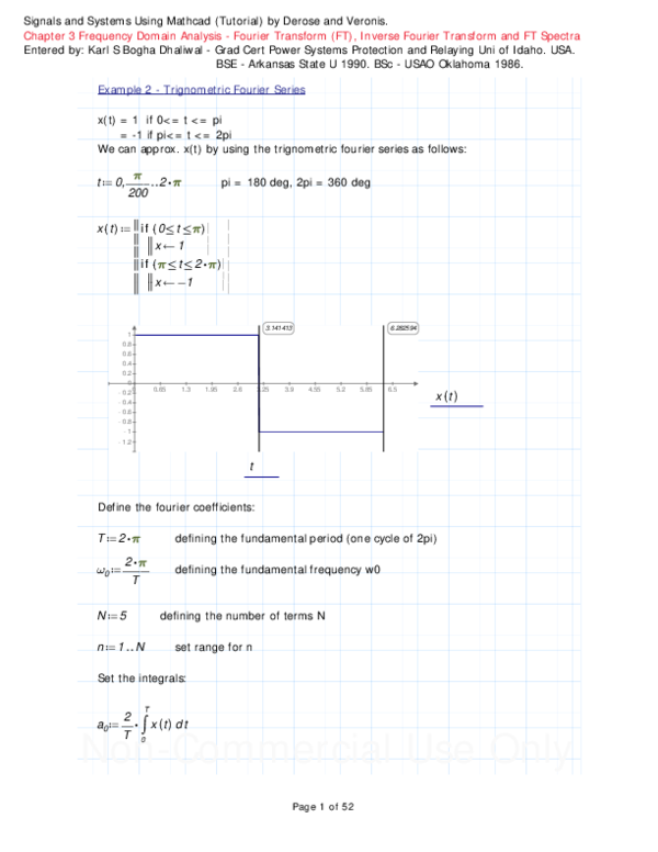 (PDF) Frequency Domain Analysis - Fourier Transform (FT), Inverse ...