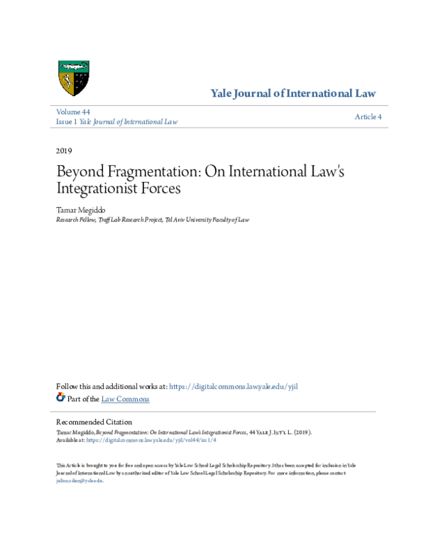 (PDF) Beyond Fragmentation: On International Law's Integrationist Forces