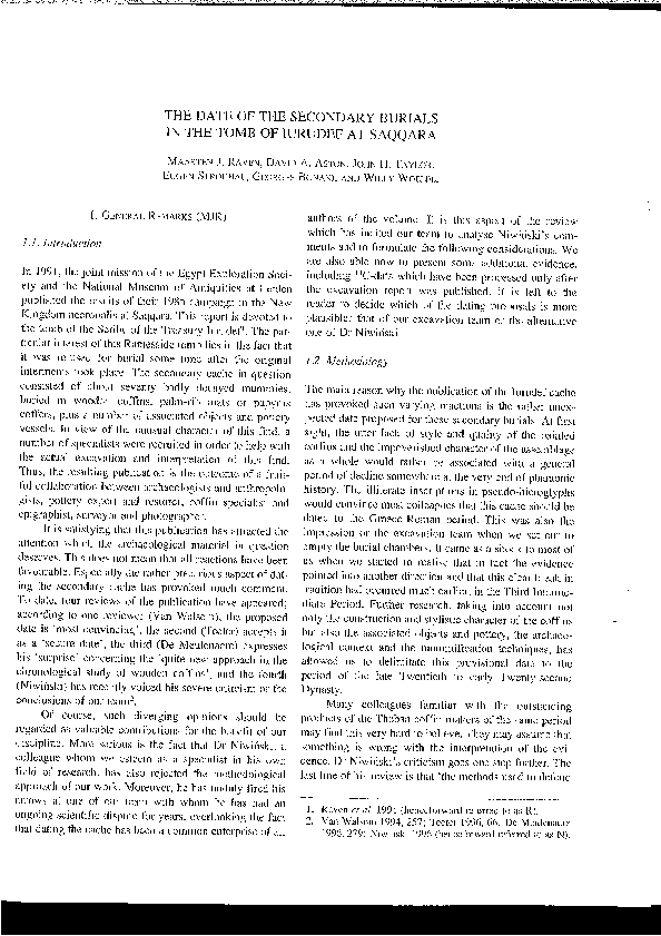 (PDF) The Date of the Secondary Burials in the Tomb of Iurudef at Saqqara