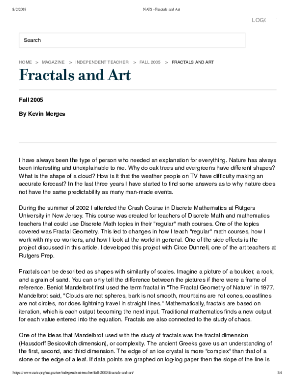 (PDF) Fractals and Art