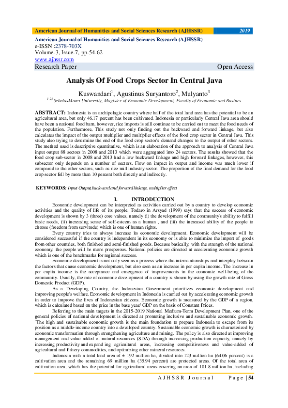 (PDF) Analysis Of Food Crops Sector In Central Java