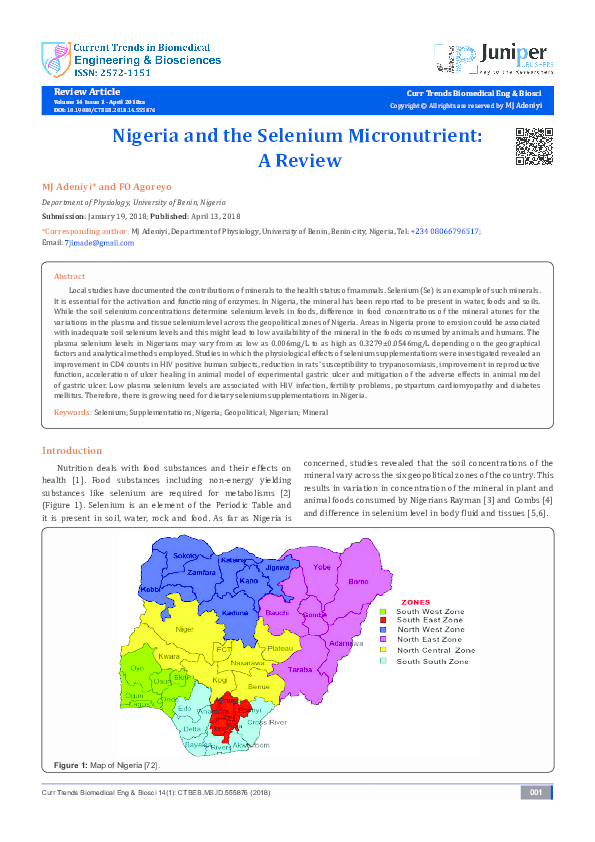 (PDF) Nigeria and the Selenium Micronutrient: A Review