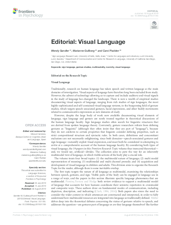 (PDF) Editorial: Visual language