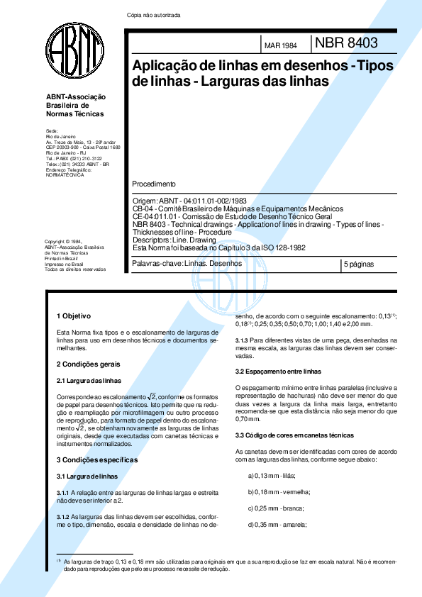 (PDF) NBR 8403 Aplicacao de linhas em desenhos