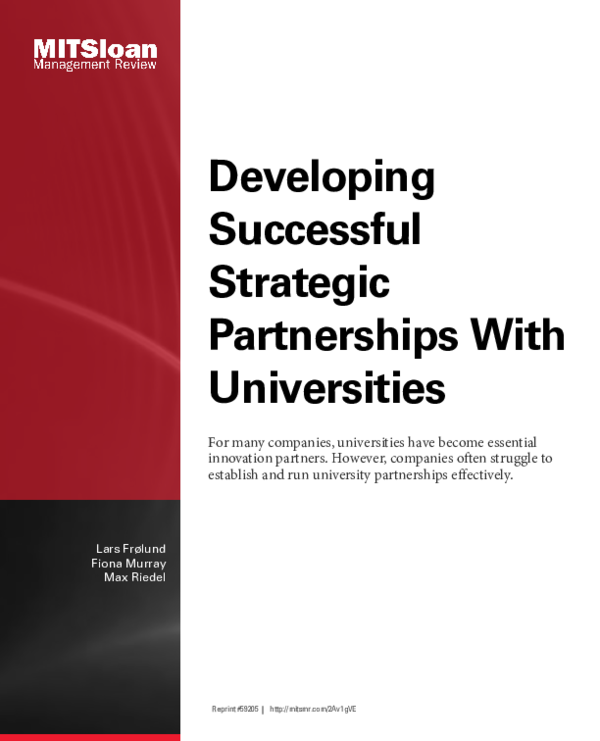 (PDF) Developing Successful Strategic Partnerships With Universities