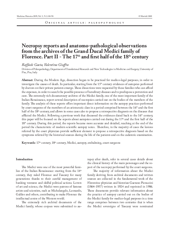 (PDF) Necropsy reports and anatomo-pathological observations from the ...