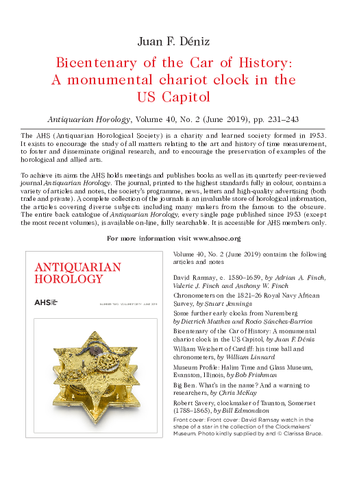 (PDF) Bicentenary of the Car of History: A monumental chariot clock in ...