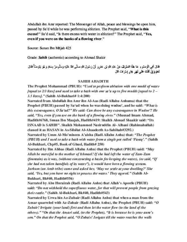 (DOC) Water preservation in hadith