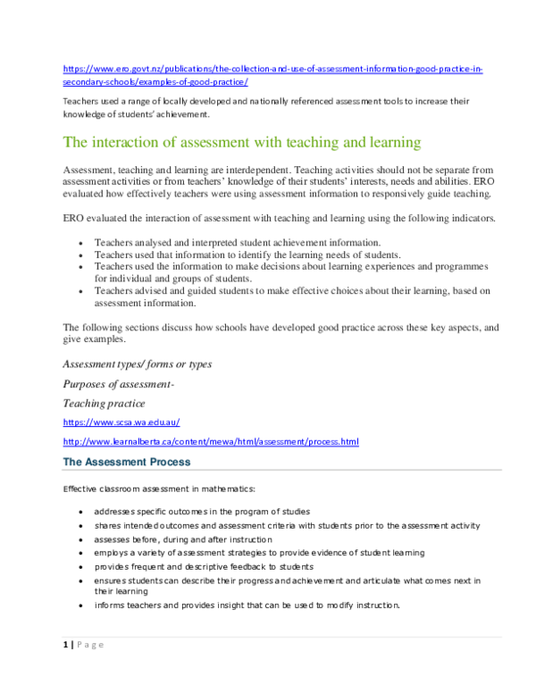 (DOC) Assessment types/ forms or types Purposes of assessment- Teaching ...