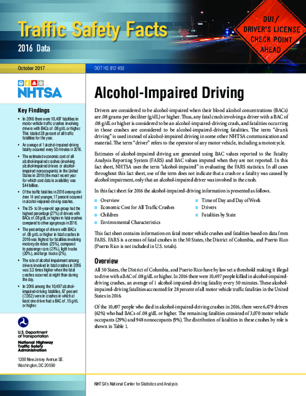 (PDF) Alcohol-Impaired Driving Traffic Safety Fact Sheet
