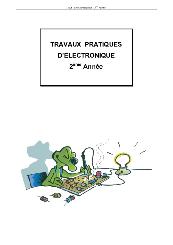 (PDF) IG2I : TP d'Electronique 2 ème Année TRAVAUX PRATIQUES D ...