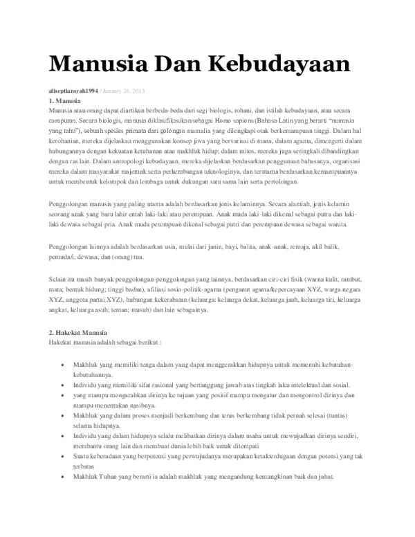 (DOC) Manusia Dan Kebudayaan